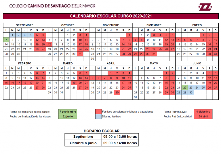 Calendario escolar 2020/2021